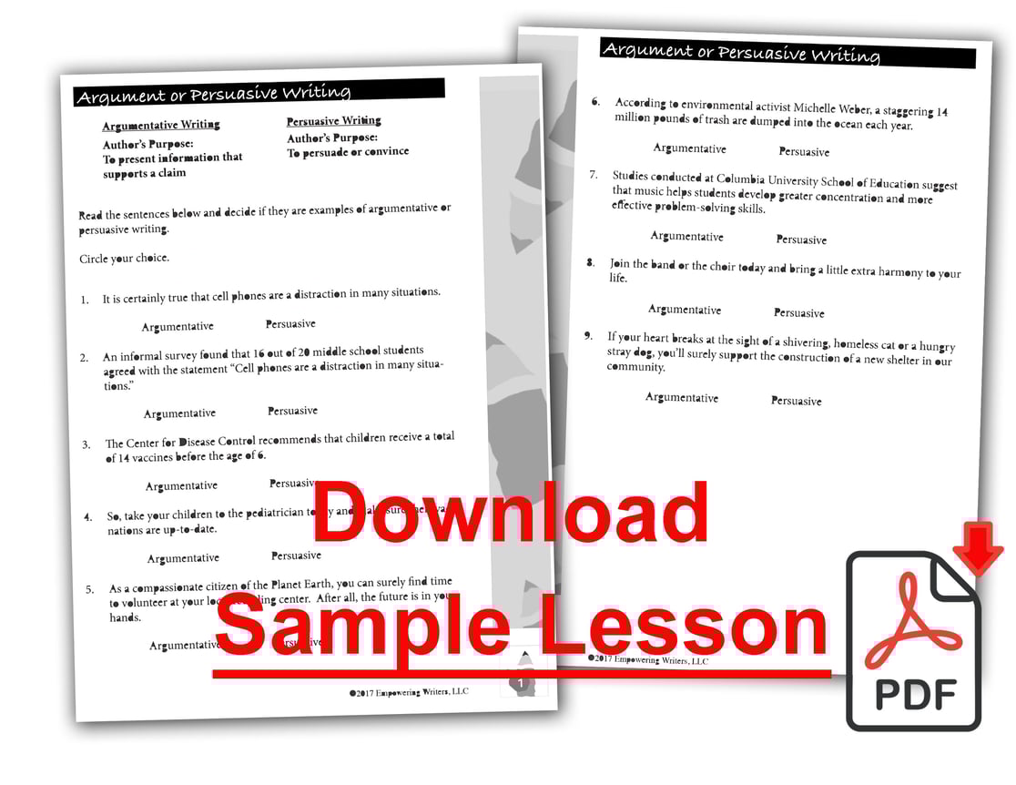 Argumentative vs Persuasive Writing