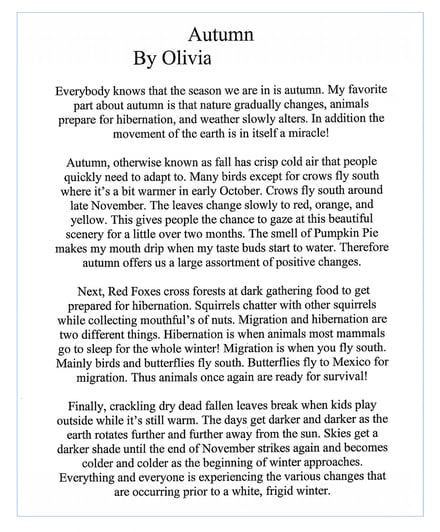Opinion Writing- Grade 5 - Autumn