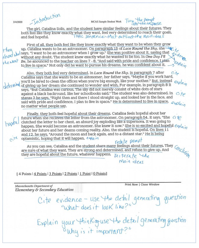 Response to Text Sample- Grade 5