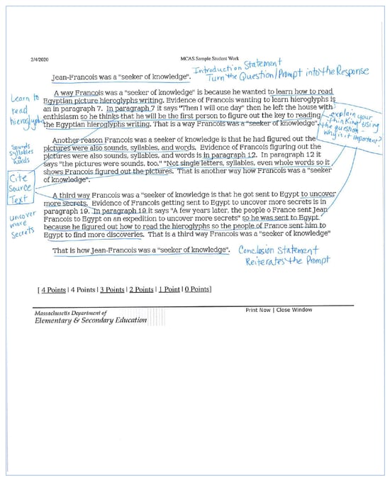 Response to Text Sample- Grade 4 - Jean-Francois