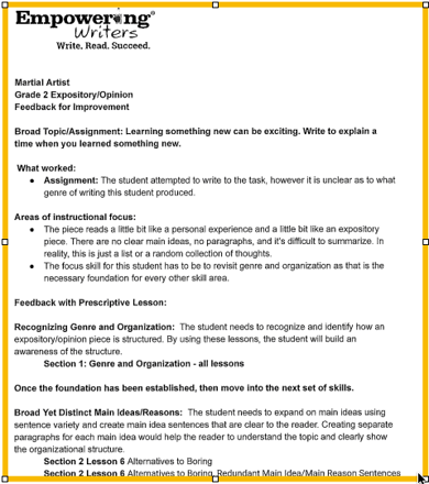 Informational/Expository Writing - Student Samples by Grade Level