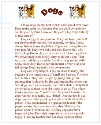 Informational Writing - Grade 3 - Dogs